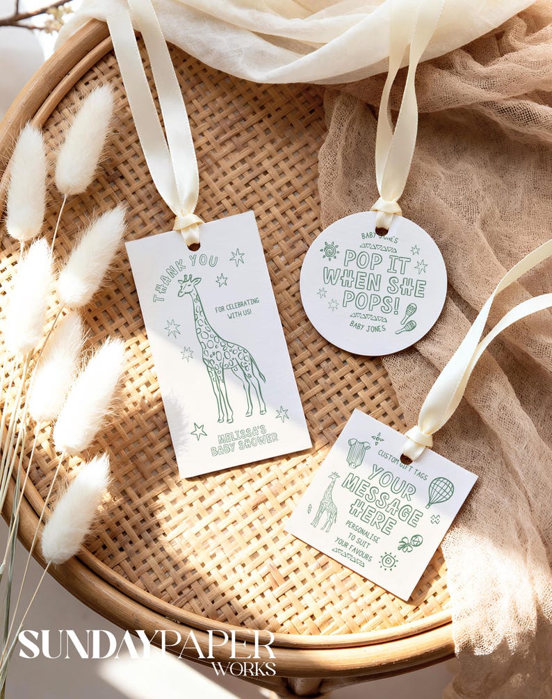Safari Baby Shower Printable Games & Tags Bundle: Gender Neutral Animal ...
