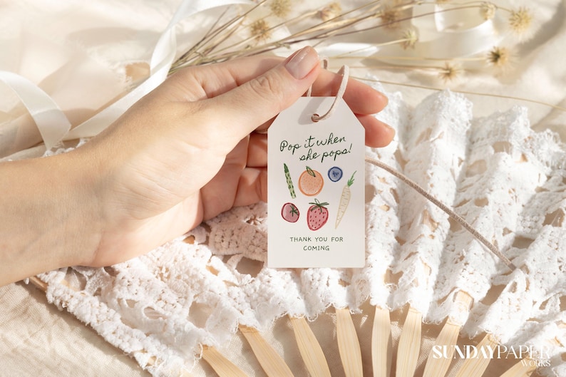 Farmers Market Baby Shower Tag Templates, Illustrated Party Favour Tags ...