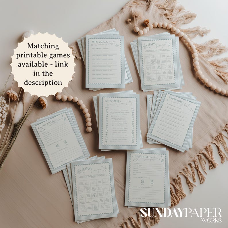 Baby Shower Bingo Game: Printable Games Template (digital Download ...