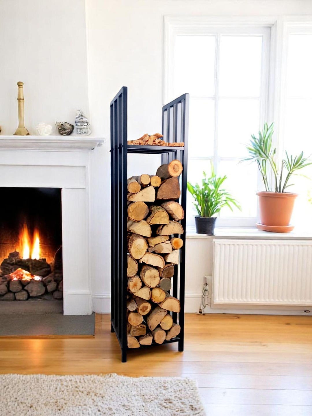 Firewood Rack, Metal Log Holder, Rustic Decor, Housewarming Gift - Etsy