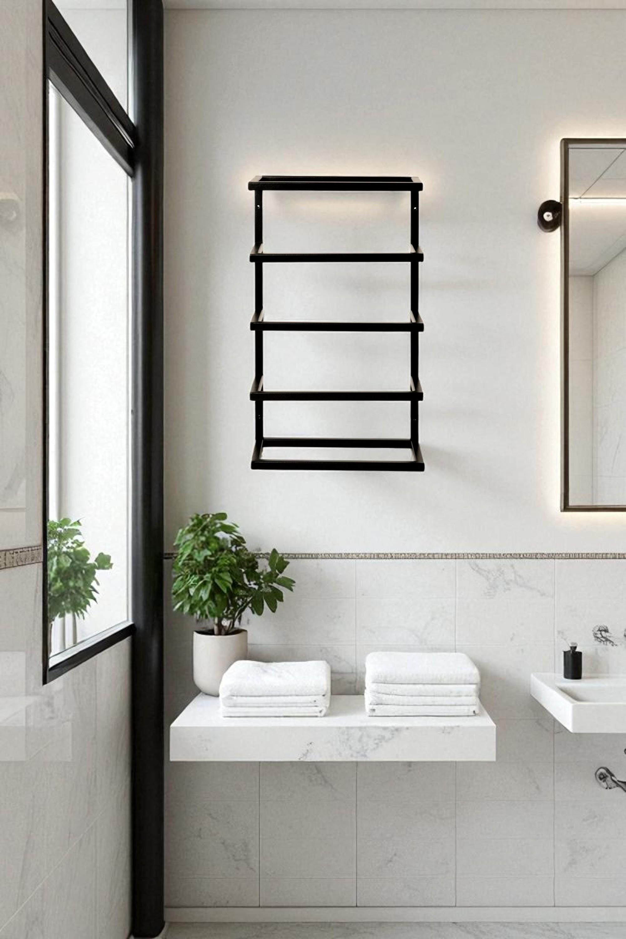 Wall Mounted Multi Towel Rack, Modern Bathroom Storage Shelf - Etsy