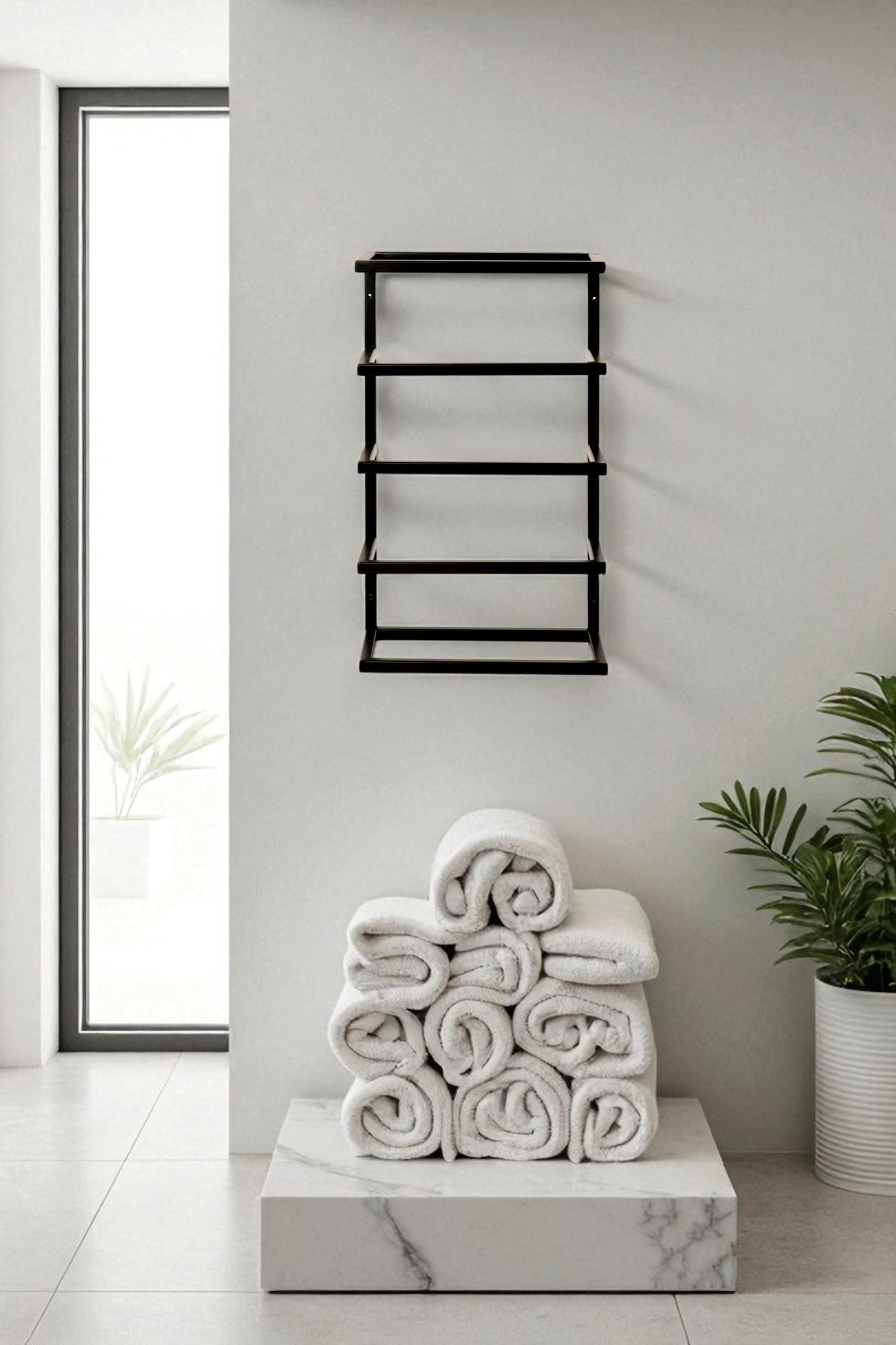 Wall Mounted Multi Towel Rack, Modern Bathroom Storage Shelf - Etsy