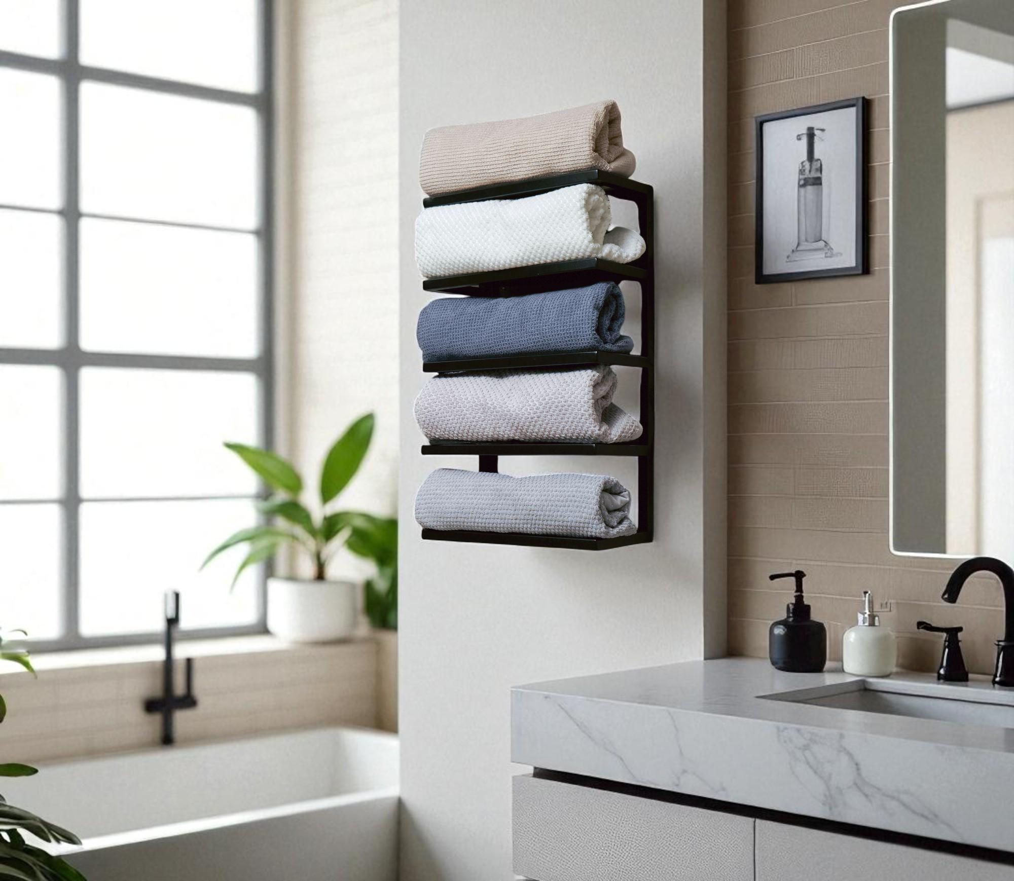 Wall Mounted Multi Towel Rack, Modern Bathroom Storage Shelf - Etsy
