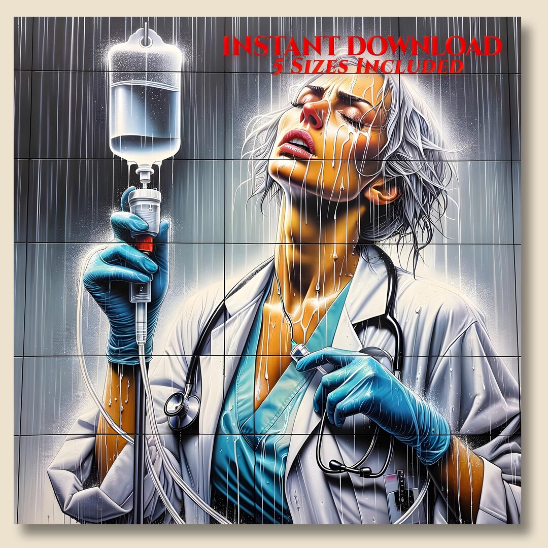 Nurse Graffiti Wall Art Poster –healthcare Worker Poster, Emotional ...