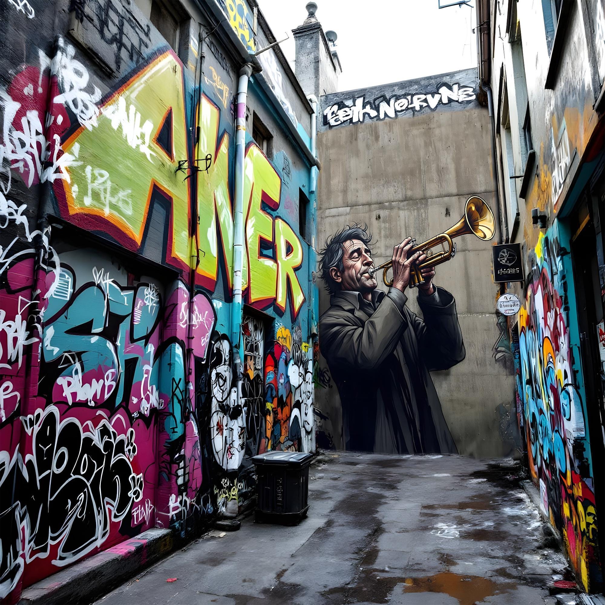 Graffiti Wall Art – Jazz Trumpet Player Poster Print, Urban Music, Gift ...