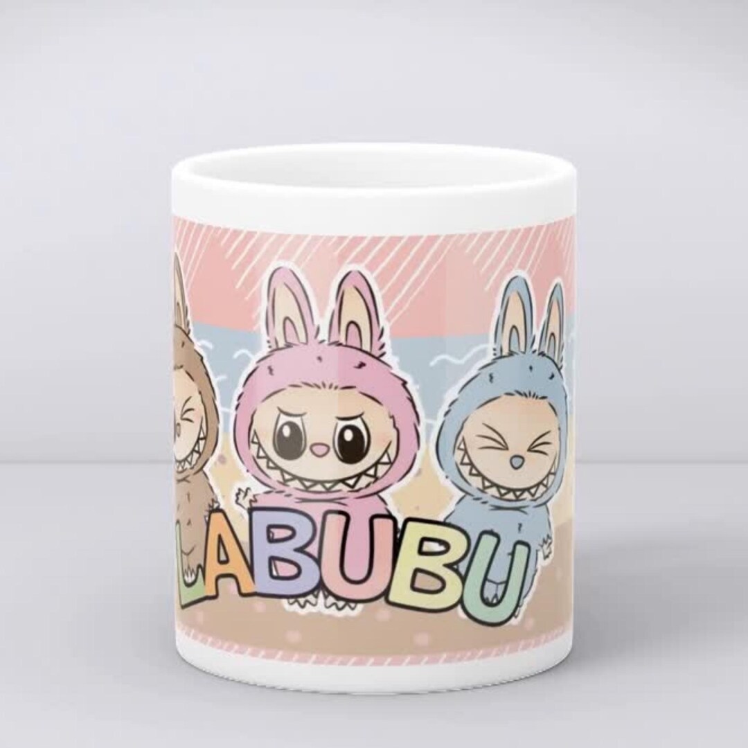 LABUBU MUG TUMBLERS Labubu Bunny Mug, Cute Kawaii Pink Hoodie Character ...