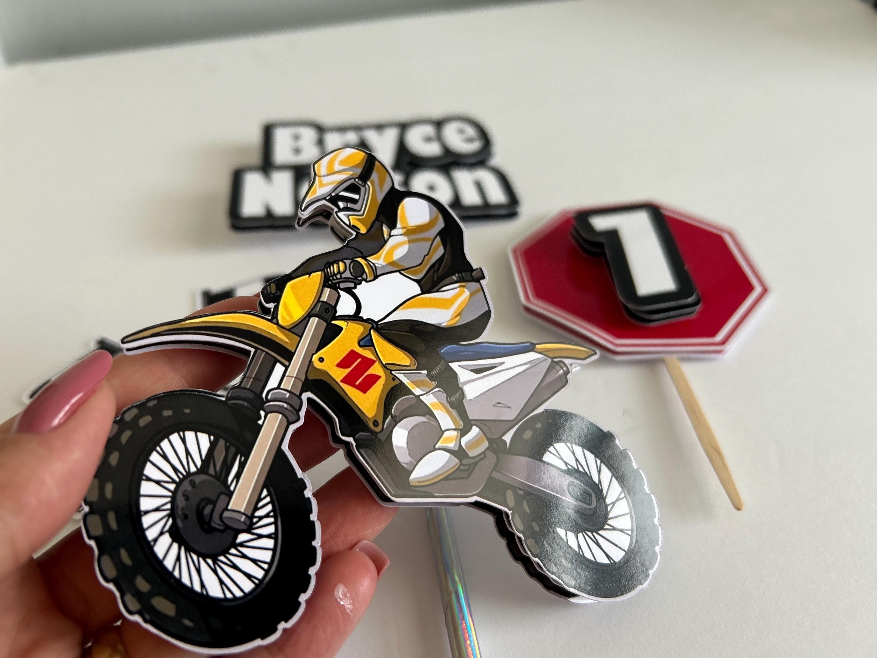 3D Motocross Birthday Cake Topper, Vibrant Motorbike Design - Etsy