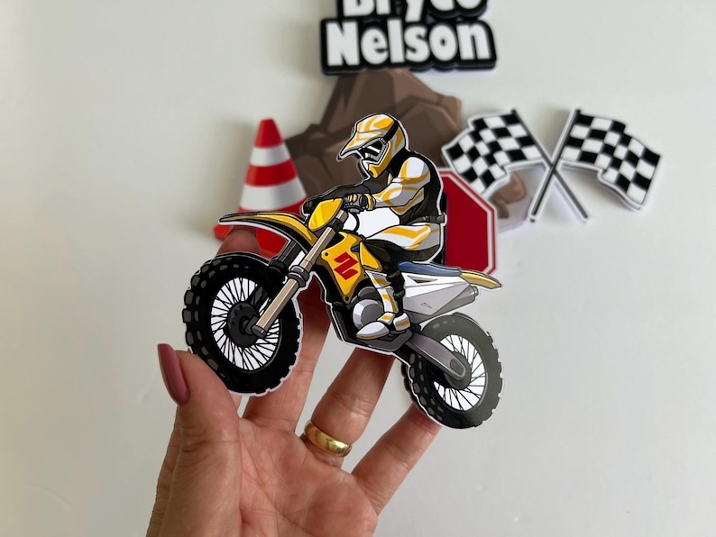 3D Motocross Birthday Cake Topper, Vibrant Motorbike Design - Etsy