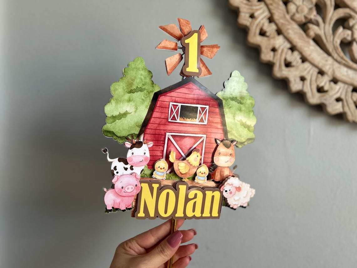 Farm Cake Topper, Farm One Cake Topper, Farm One Cake Topper, Farm ...