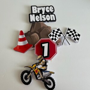 3D Motocross Birthday Cake Topper, Vibrant Motorbike Design - Etsy