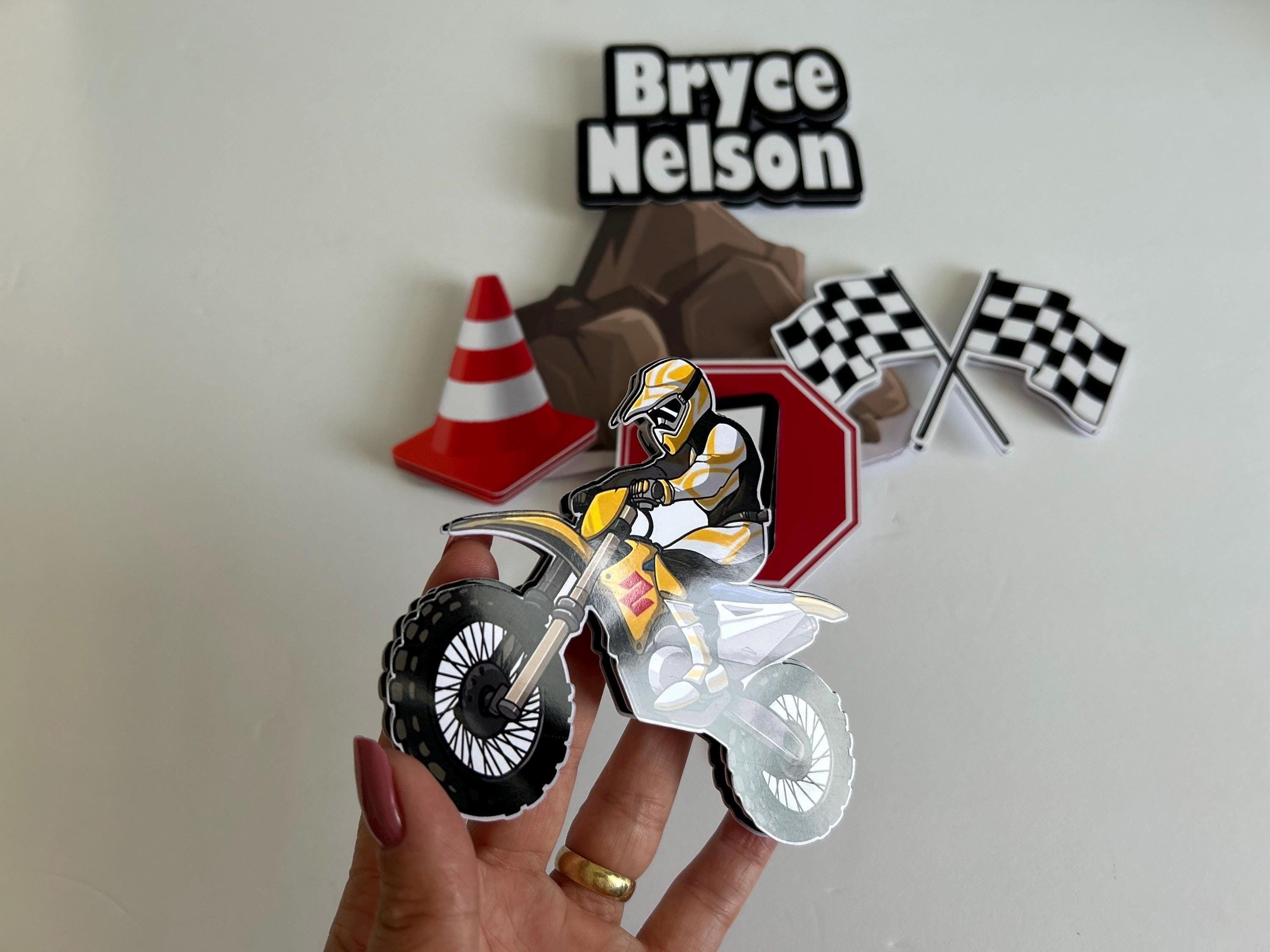 3D Motocross Birthday Cake Topper, Vibrant Motorbike Design - Etsy