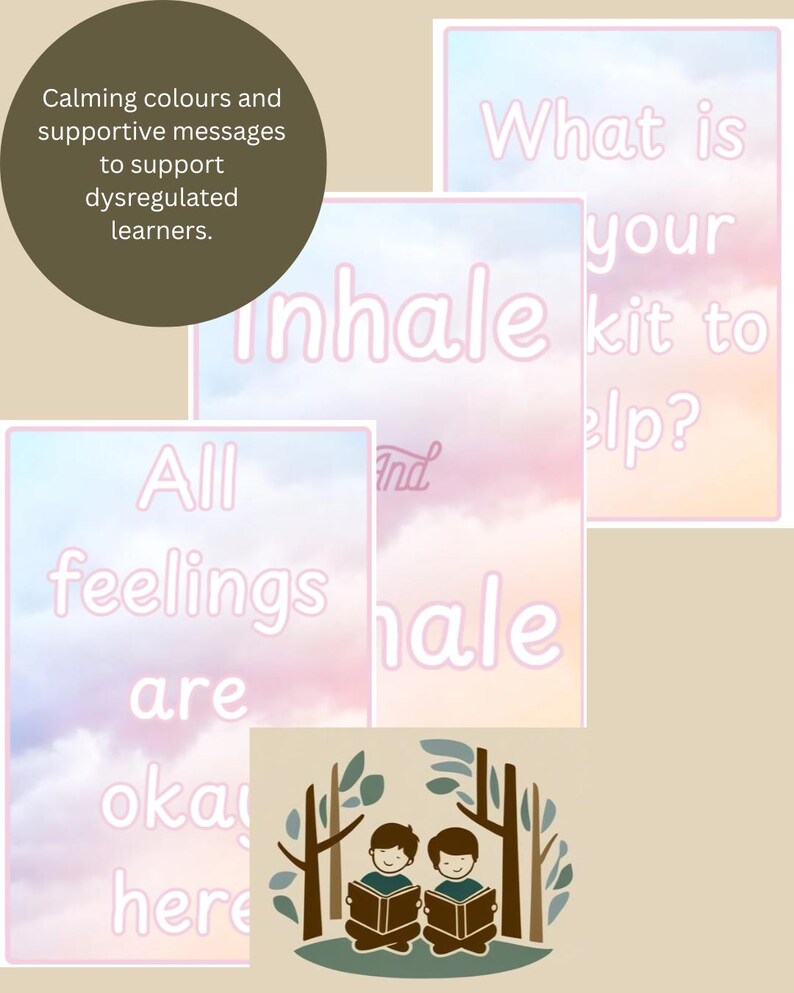 Calm Corner Display Posters Including Breathing and Grounding Technique ...