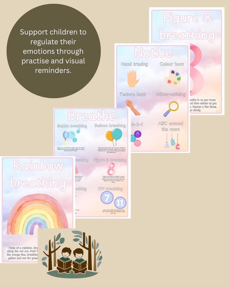 Calm Corner Display Posters Including Breathing and Grounding Technique ...