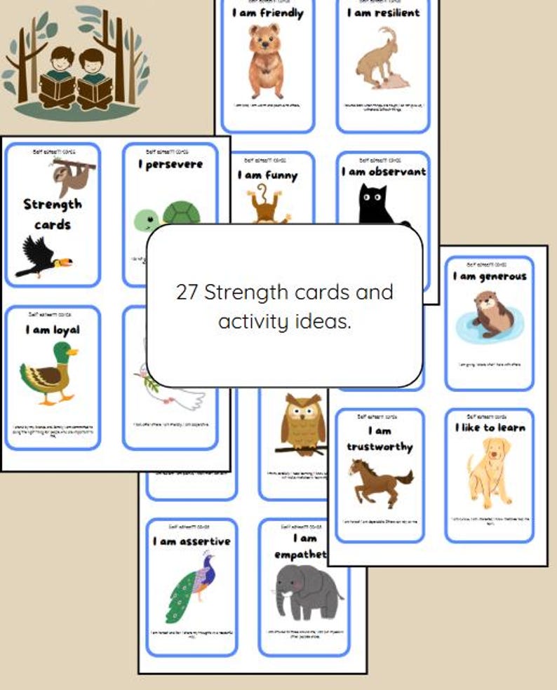 Self Esteem Strength Cards Animal Theme - Etsy