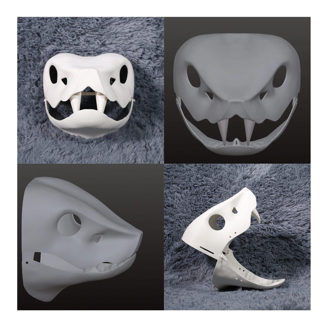 Snake Skull Fursuit Base Detachable Jaw Retractable Fangs Python Viper ...