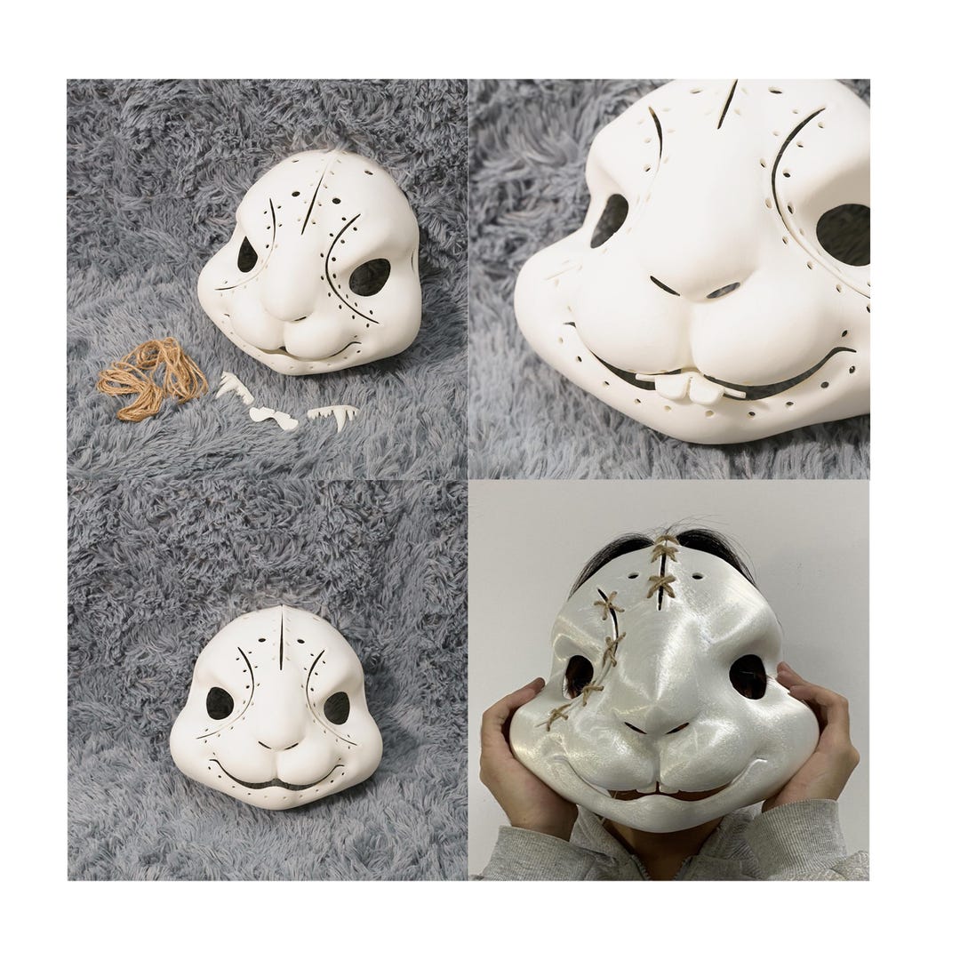 Creepy Bunny Skull KIG Furry Mask Horror Style Rabbit Head Base Cracked ...