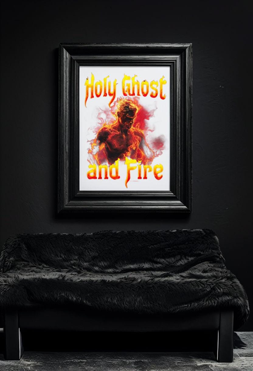 Holy Ghost and Fire Digital Print, Religious Wall Art, Baptizing With ...