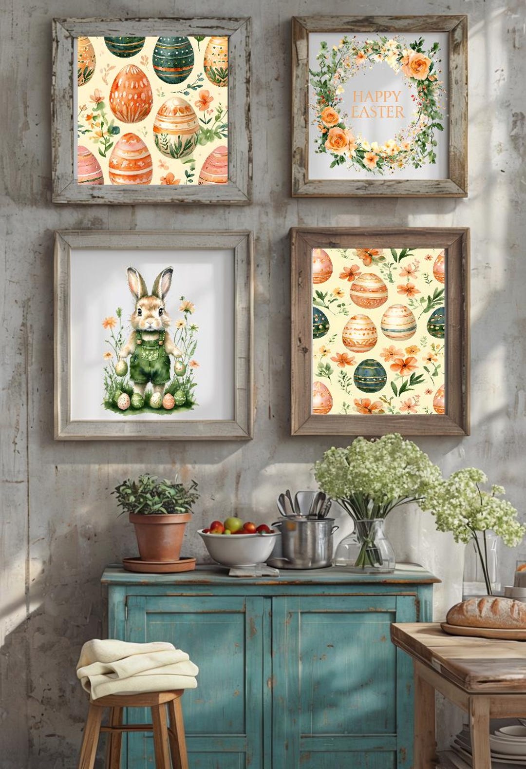 Set of 4 Easter Bundle Digital Easter Watercolor Prints, Easter Gallery ...