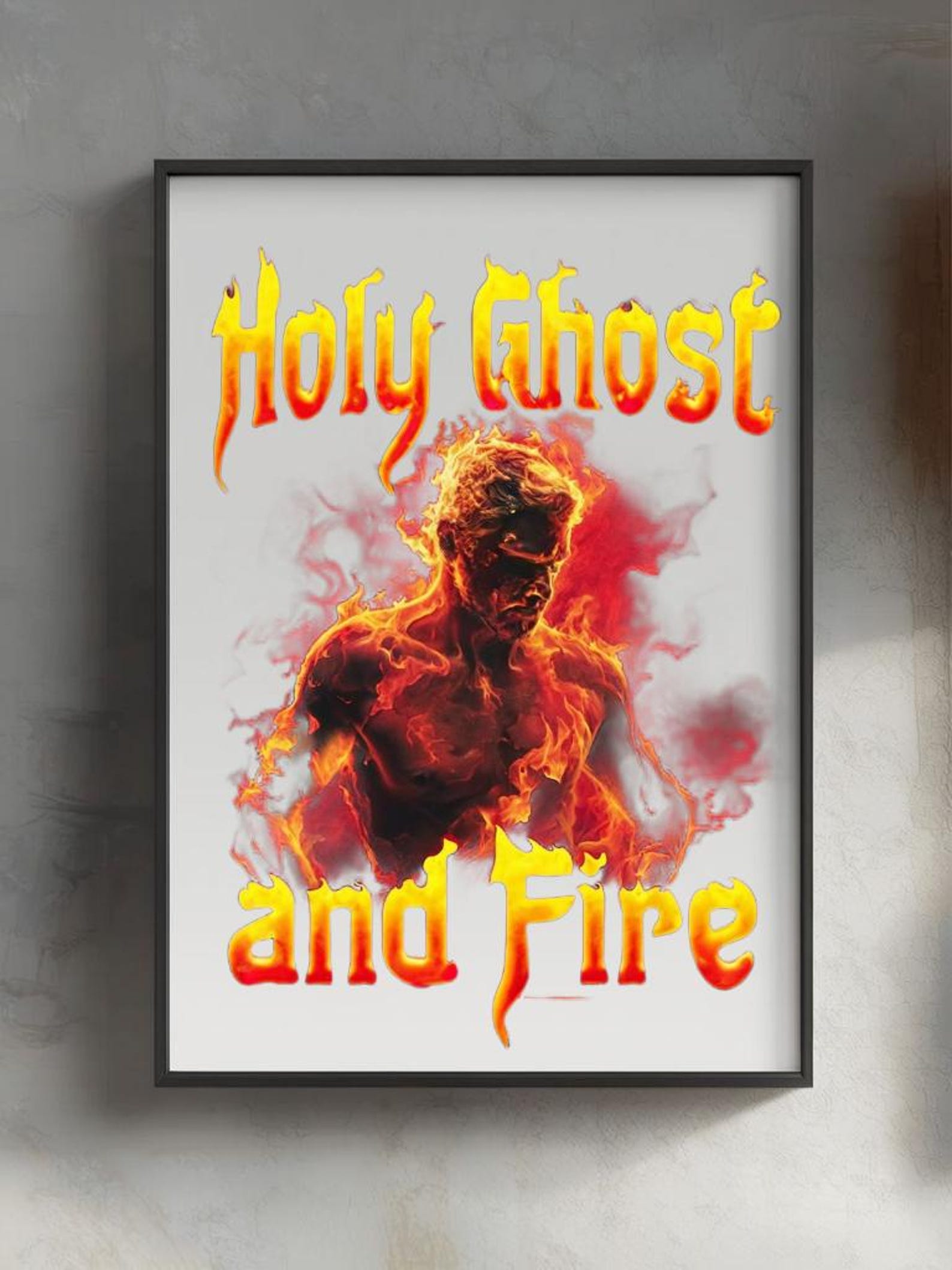 Holy Ghost and Fire Digital Print, Religious Wall Art, Baptizing With ...