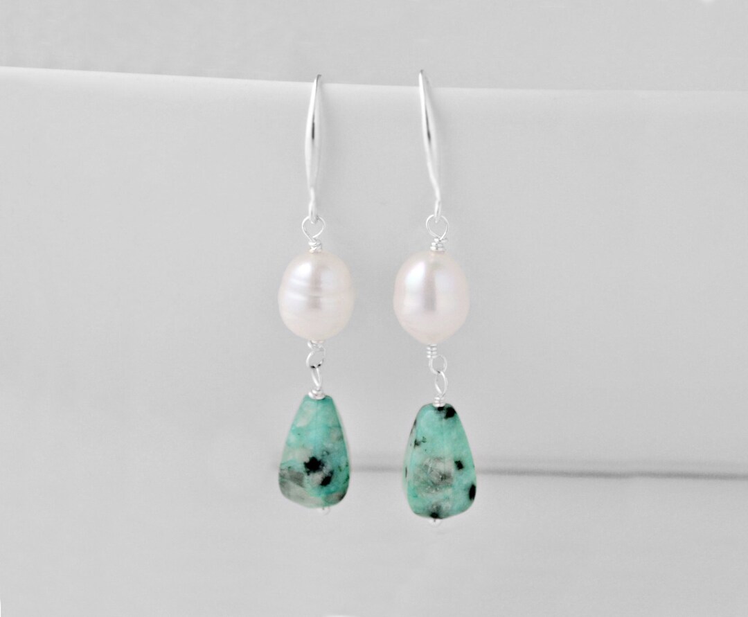 Statement Jewelry - Sesame Jasper - Big Earrings - Kiwi Stone ...