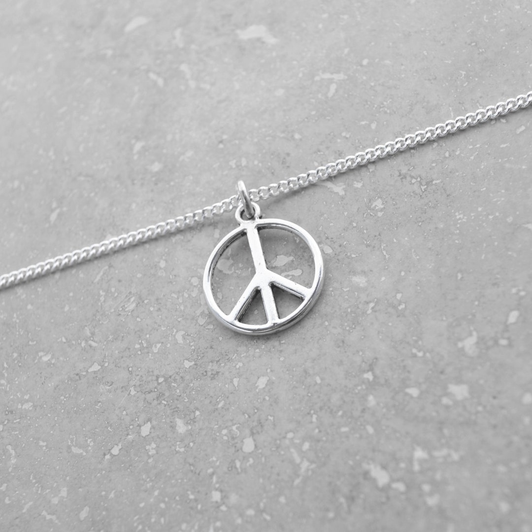 Silver Peace Sign Necklace: Harmony, Love, Solidarity - Etsy