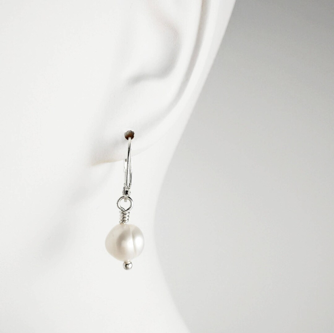 Freshwater Pearl Drop Earrings: Silver Leverback, Kate Middleton Style ...