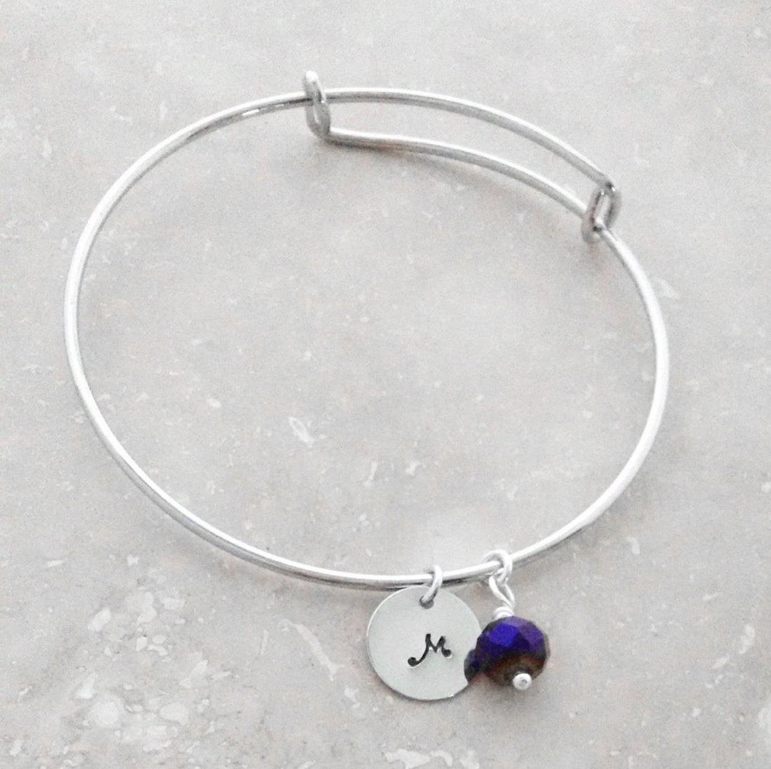 Stamped Initial Bangle Bracelet: Animal Rescue Jewelry - Etsy