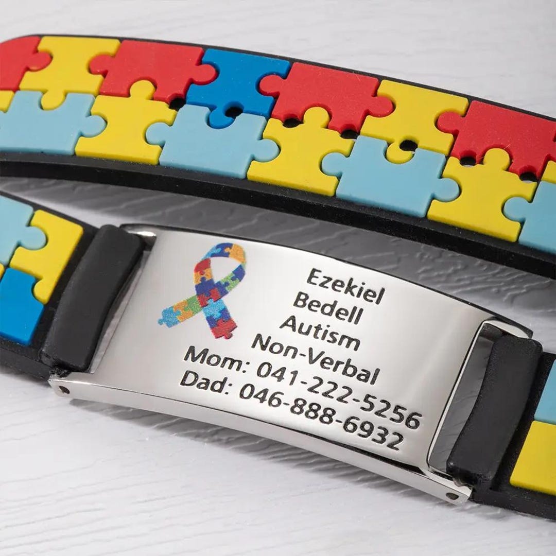 Personalized Autism Medical Alert Bracelet for Kids & Adults, Custom ...
