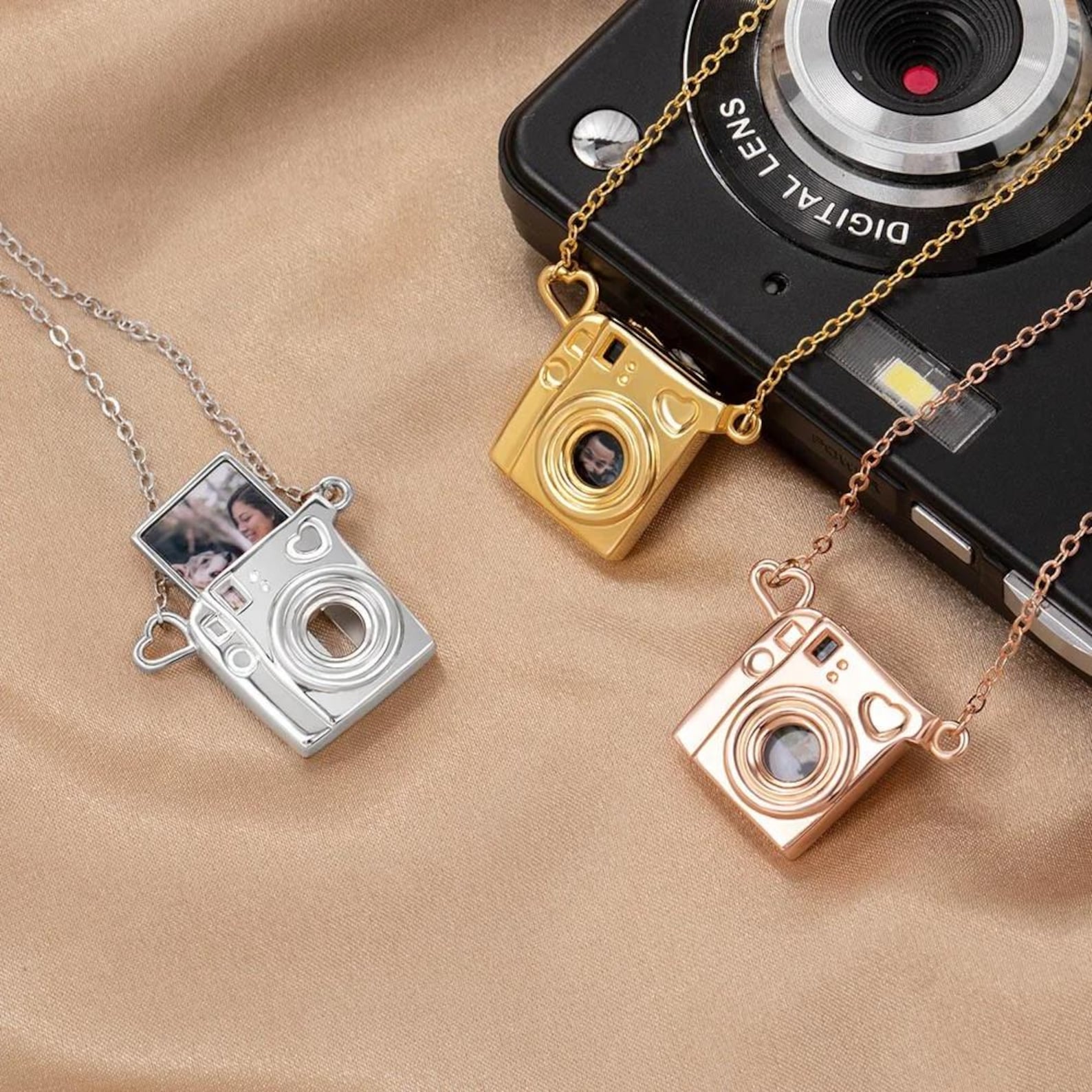 Personalized Photo Camera Charm Necklace, Custom Locket Pendant for Mom ...