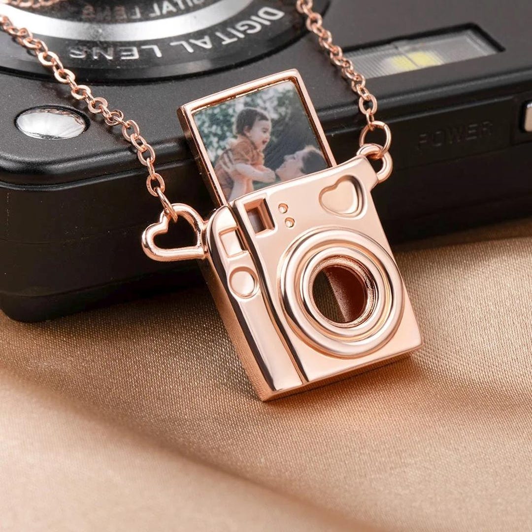 Personalized Photo Camera Charm Necklace, Custom Locket Pendant for Mom ...