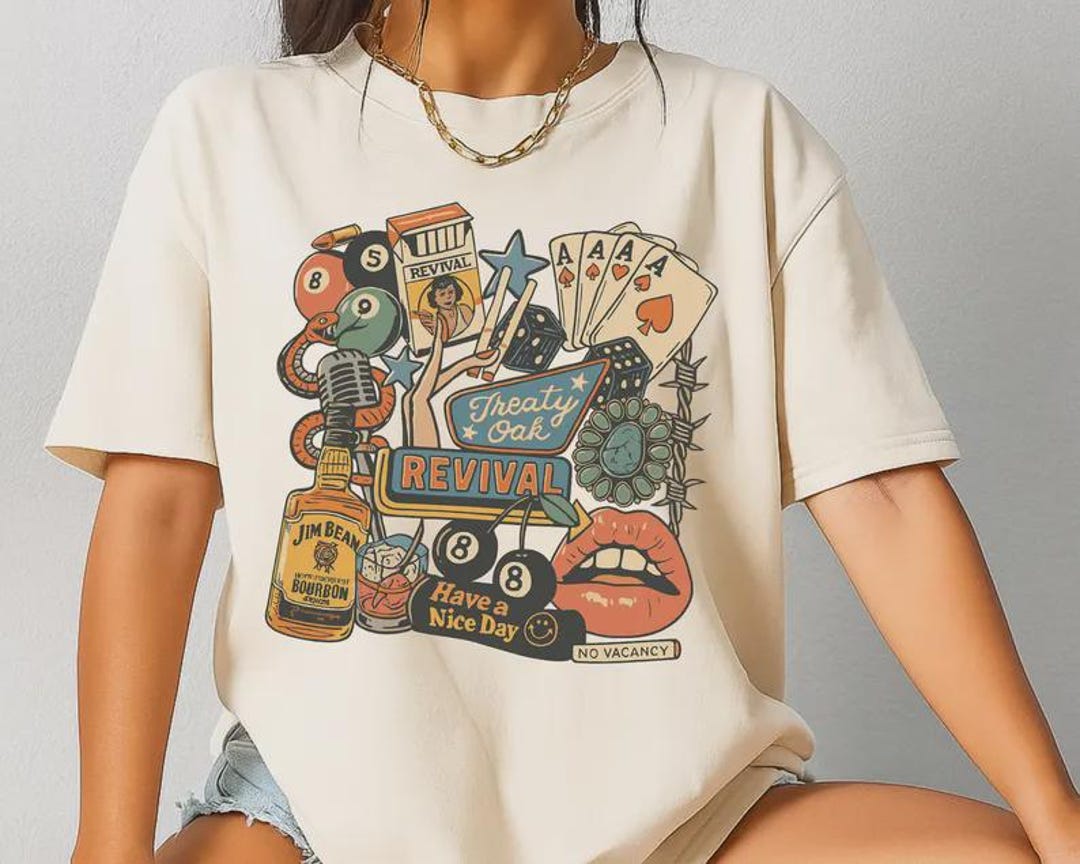 Comfort Colors® Treaty Oak Revival Western T-shirt, Retro Bar Cowboy ...