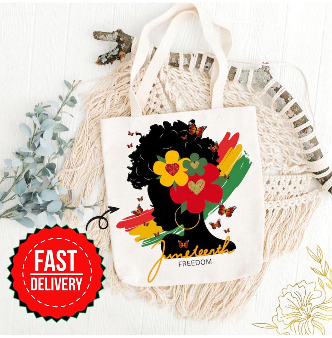 Juneteenth Tote Bag: Black Woman Art, African Pride Canvas Bag - Etsy