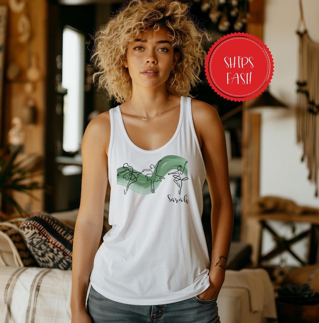 Custom Ballerina Tank Top, Personalized Dance Shirt, Minimalist Ballet ...