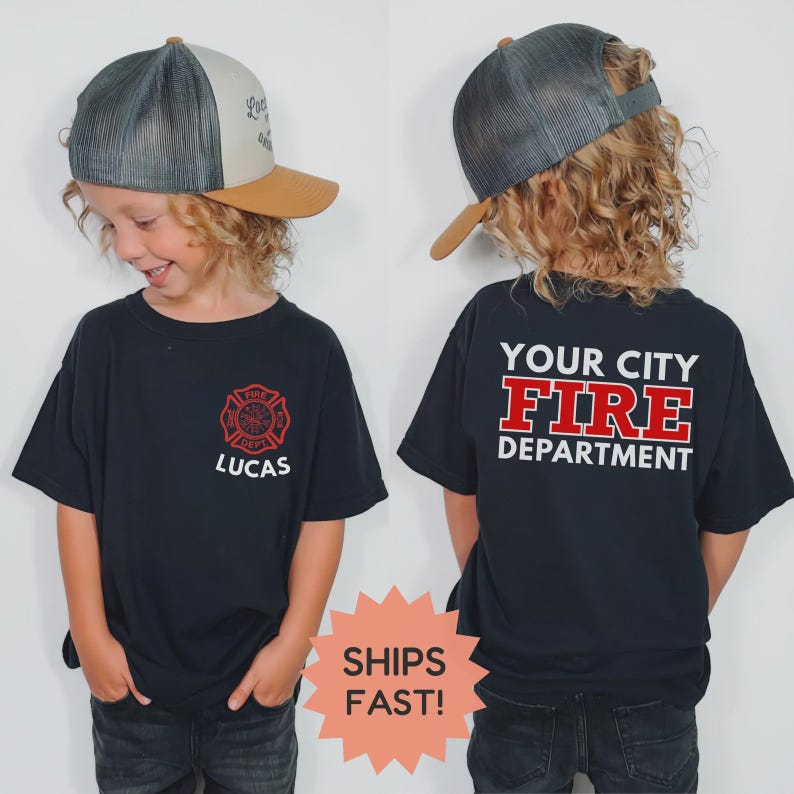 Personalized Firetruck Birthday Shirt, Firefighter Tee, Sound the Alarm ...