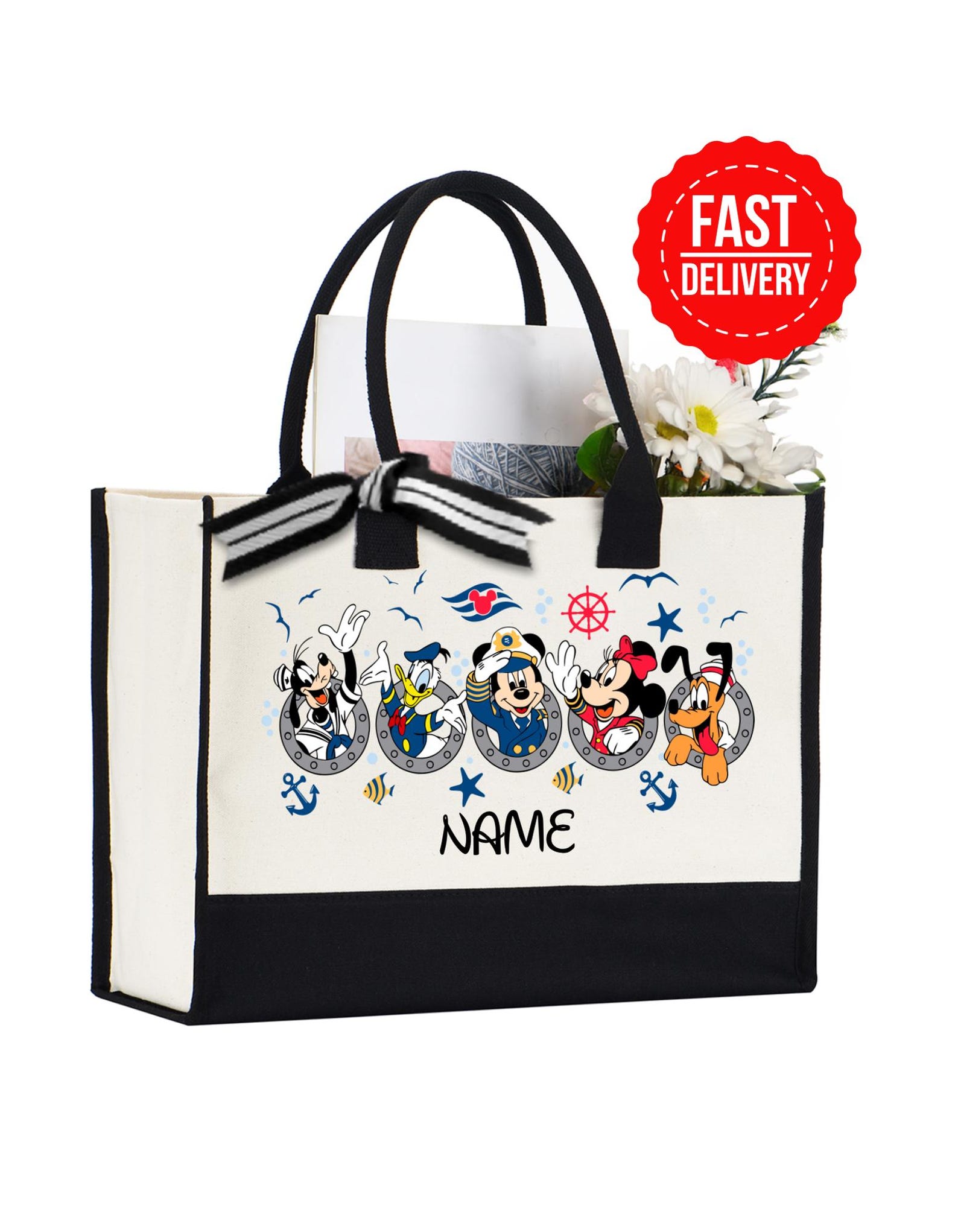 Personalized Disney Cruise Tote Bag • Mickey Mouse Beach Bag • Custom ...