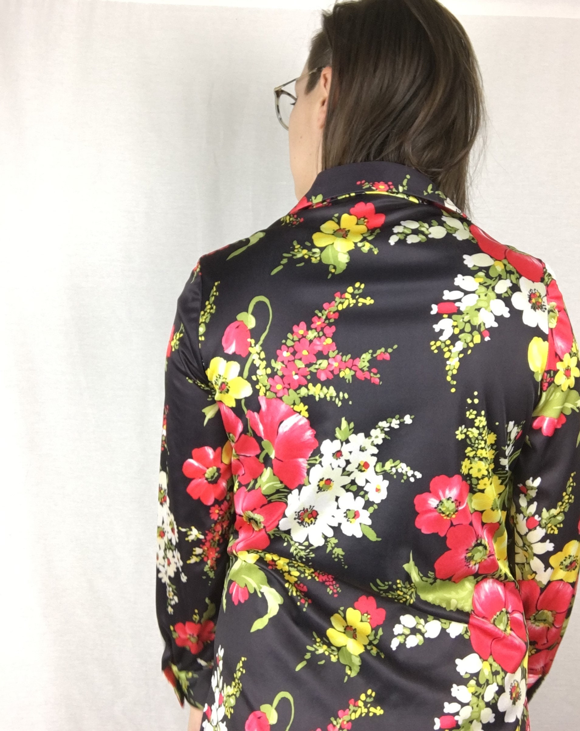 Vintage 1970s Edith Flagg Long Sleeve Floral Blouse With Wide Collar - Etsy