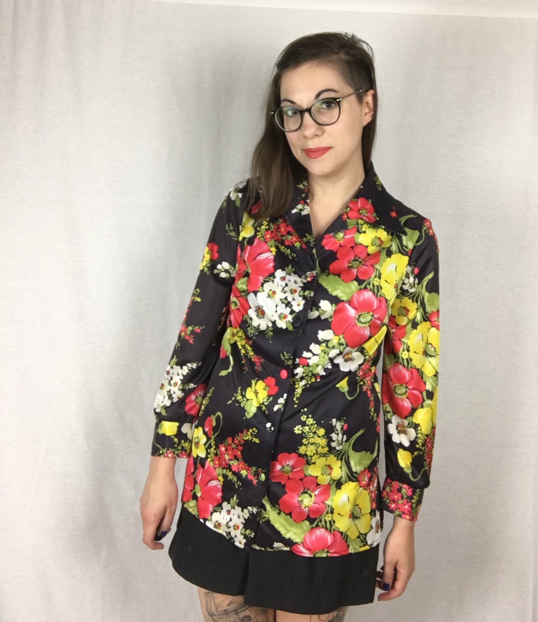 Vintage 1970s Edith Flagg Long Sleeve Floral Blouse With Wide Collar - Etsy