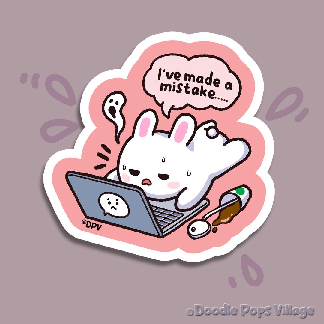 I've Made a Mistake! Funny Bunny Stickers, School Life Stickers ...