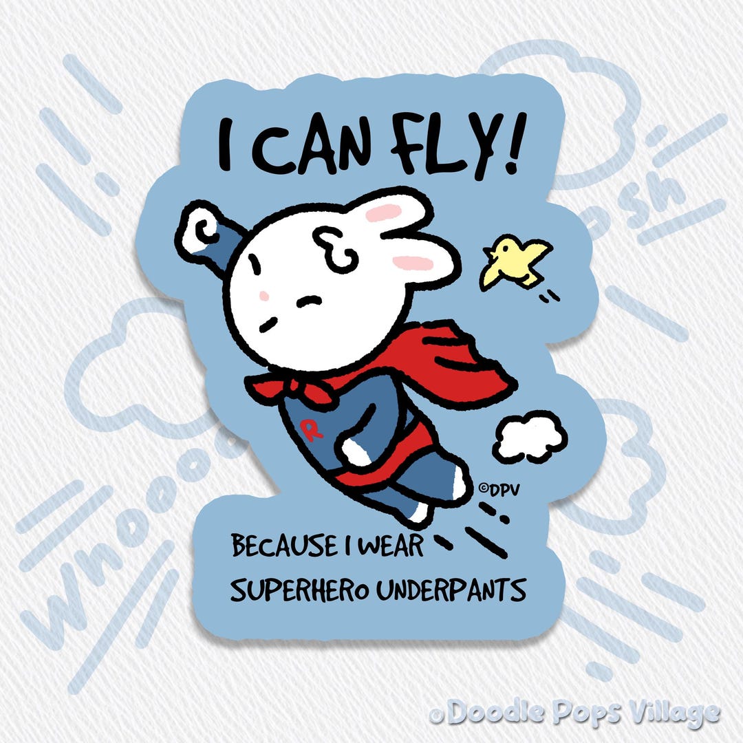 I Can Fly Sticker, Funny Bunny Sticker, Sarcastic Sticker, Funny ...