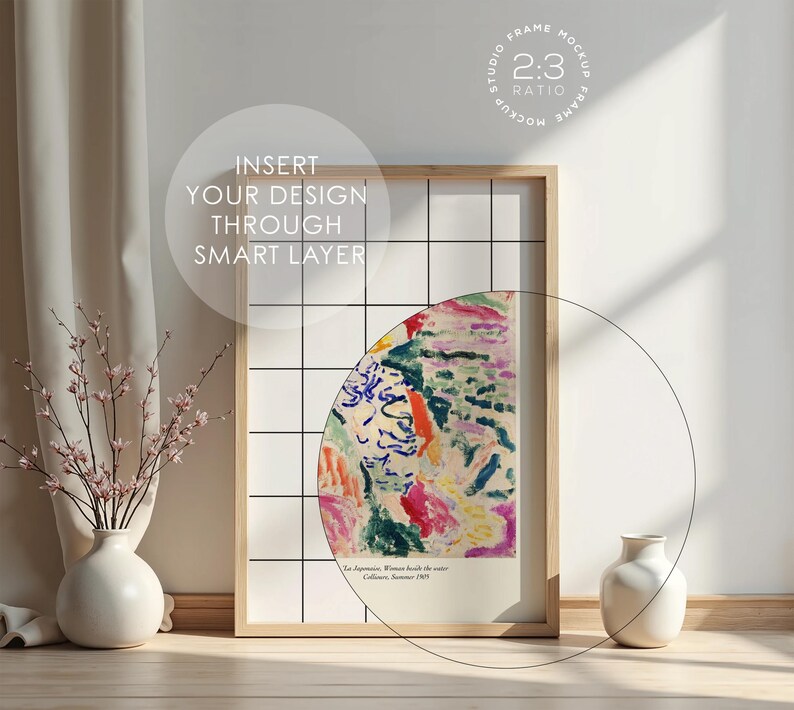 Frame Mockup, Light Wood Frame, 2x3 Vertical Wall Art Mockup, Digital ...