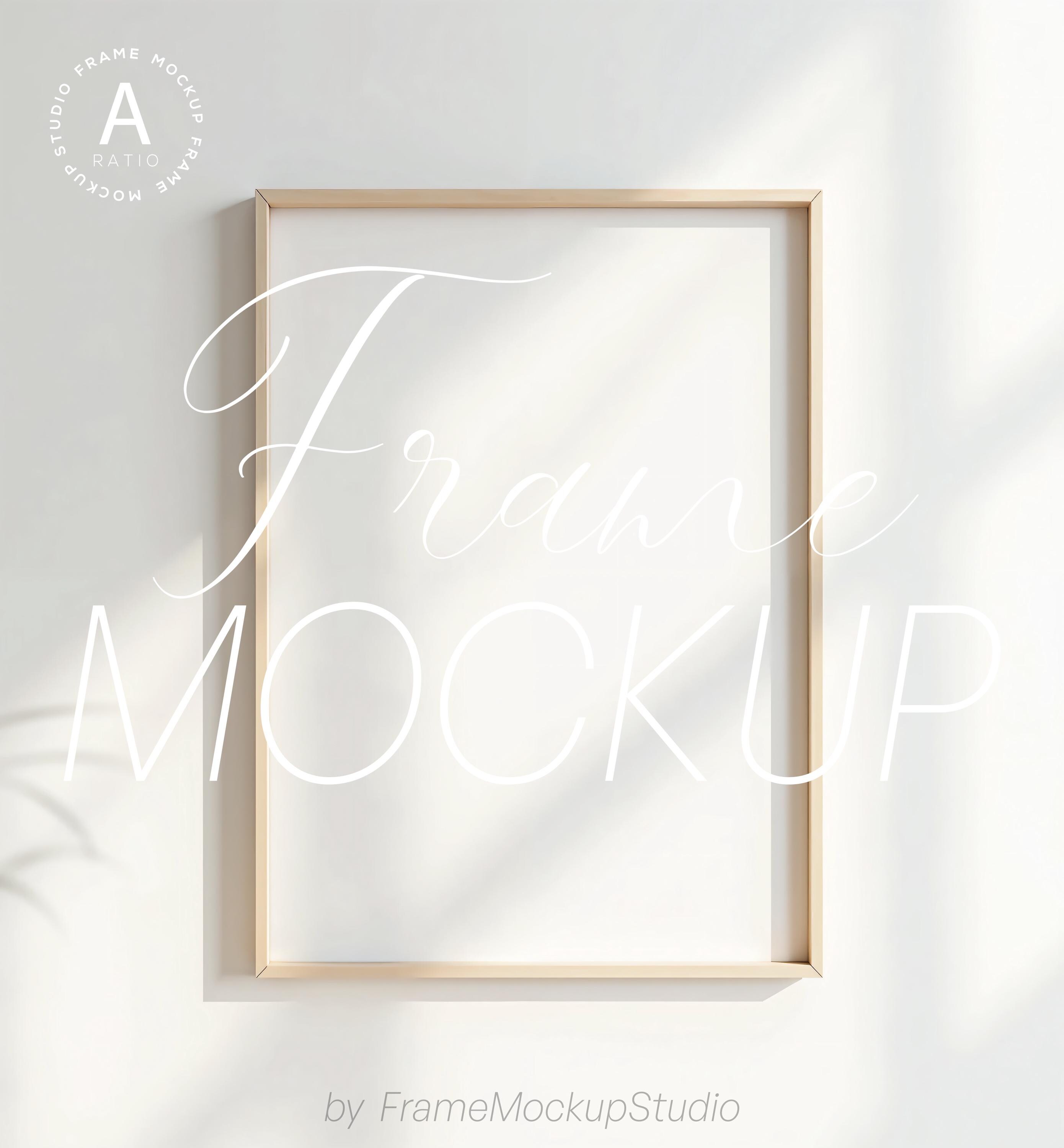 Light Frame Mockup PSD - Vertical Mockup, Wood Frame Mockup, Thin Frame ...
