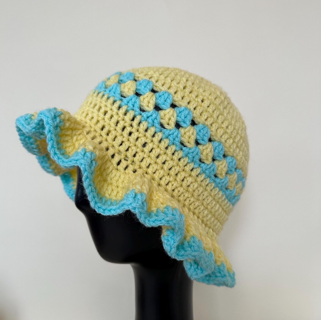Wavy Brim Crochet Bucket Hat - Etsy