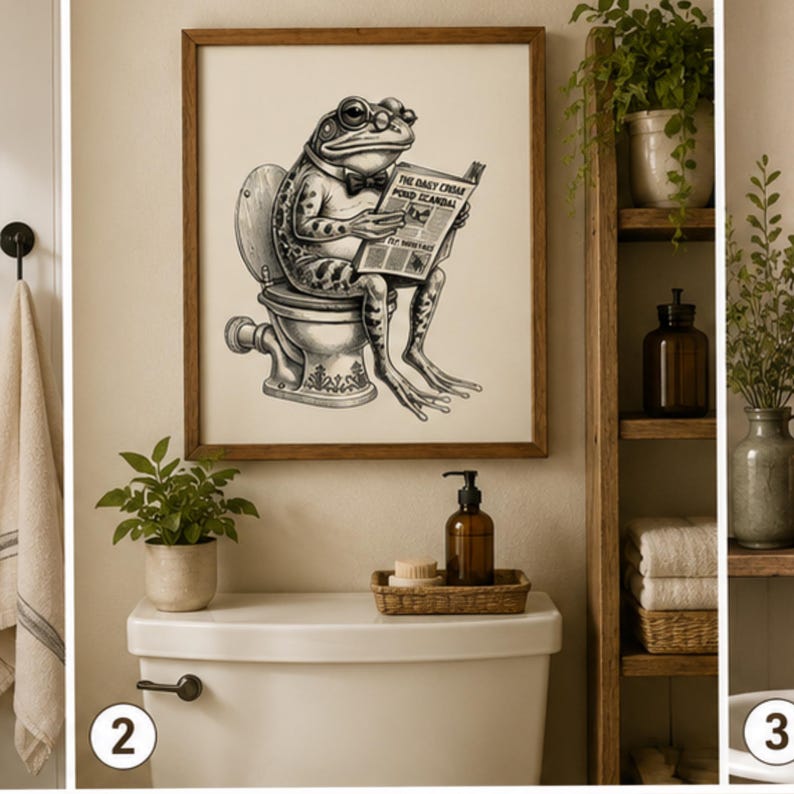 Retro Frog Toilet JPG | Vintage Bathroom Wall Art (digital Download) - Etsy