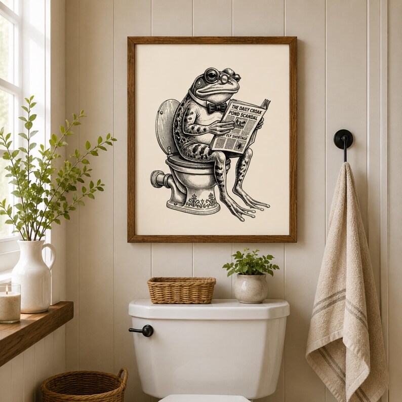 Retro Frog Toilet JPG | Vintage Bathroom Wall Art (digital Download) - Etsy