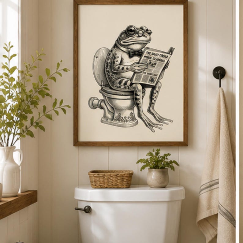 Retro Frog Toilet JPG | Vintage Bathroom Wall Art (digital Download) - Etsy