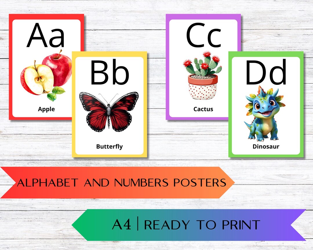 Alphabet and Numbers Posters for Classroom Decor | A4 Size | Numbers ...