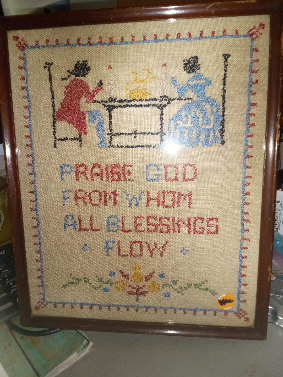 Reduced-antique Sampler, Colonial, Framed by Geisler Bros Gallery ...