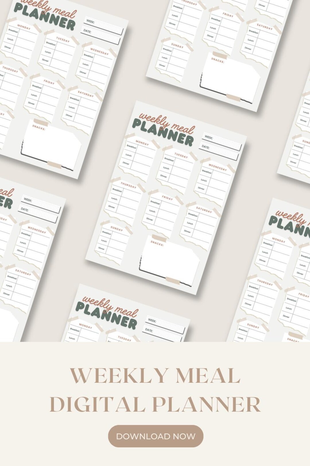 Printable Weekly Meal Planner | Food Planner Template | Meal Prep ...