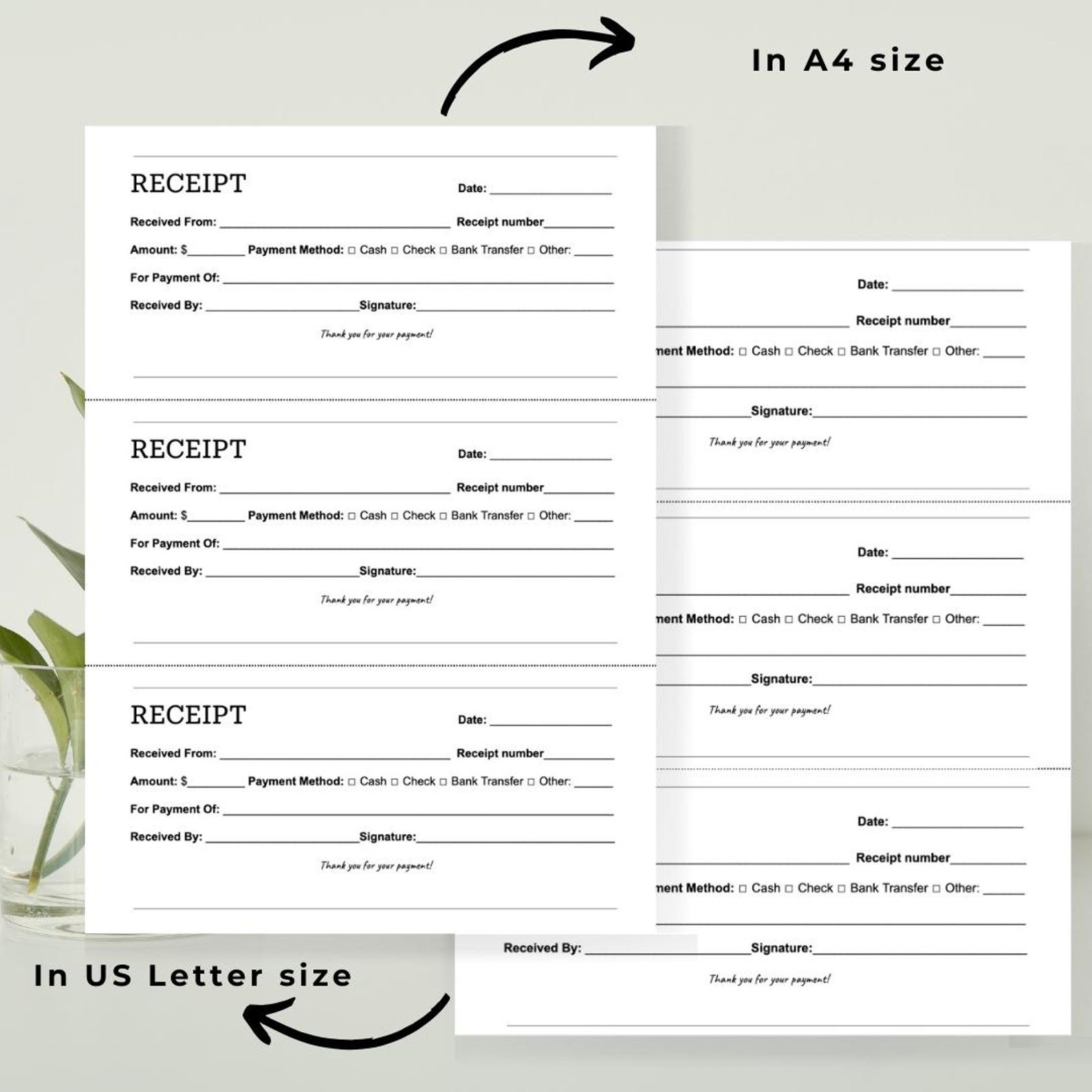 Printable Receipt. Receipt Template. Customer Receipt. Minimalist ...
