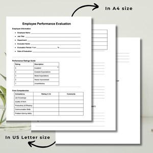 Employee Performance Evaluation Template Editable HR Forms (PDF & Word ...